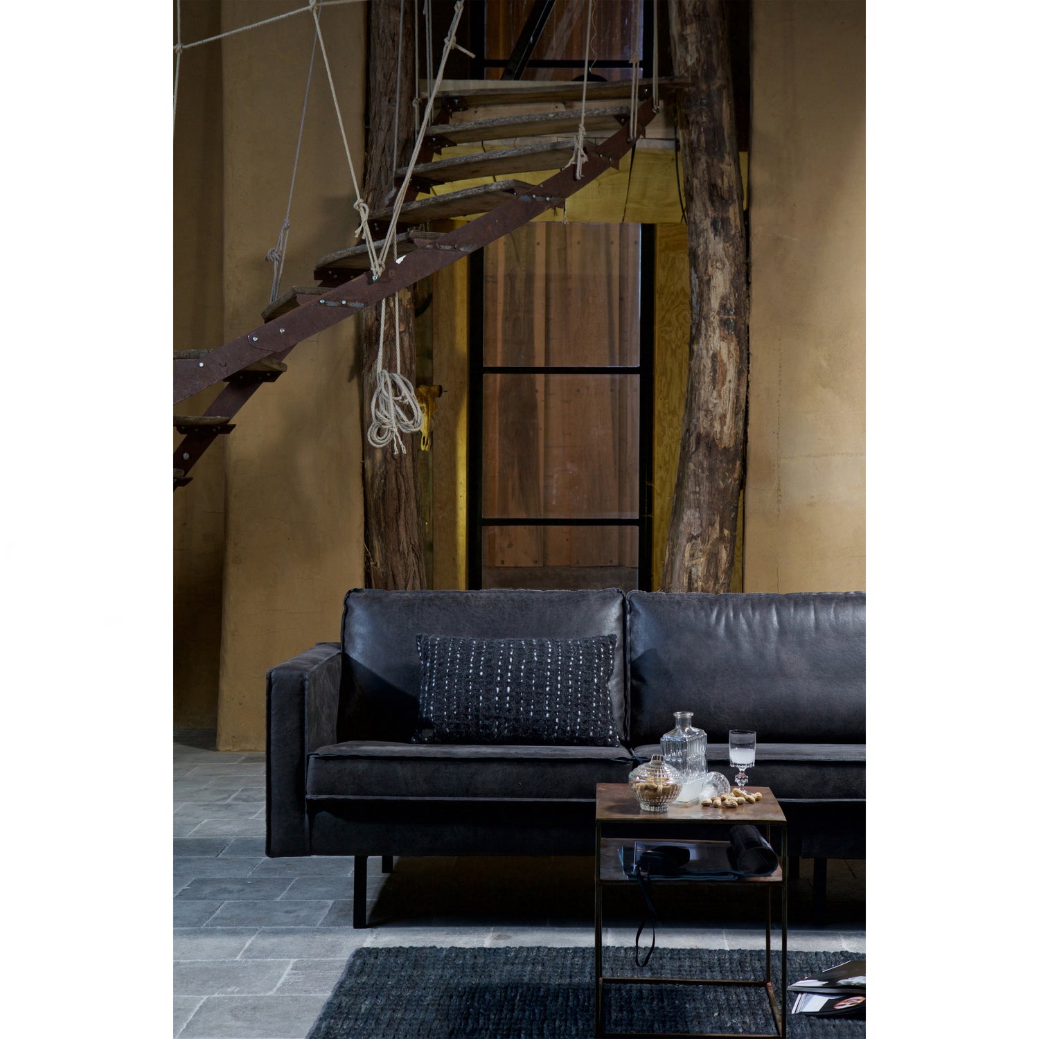 Rodeo hoekbank rechts zwart - Loft24.nl